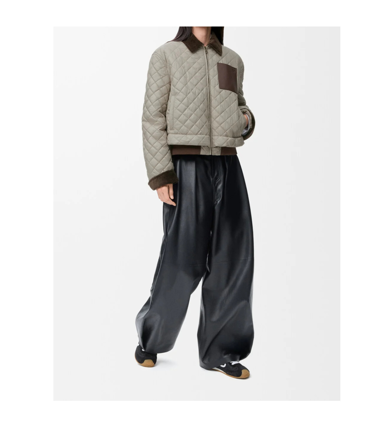 LOEWE Loewe Quilted Zip-Up Jacket with Contrasting Rib Knit Hem